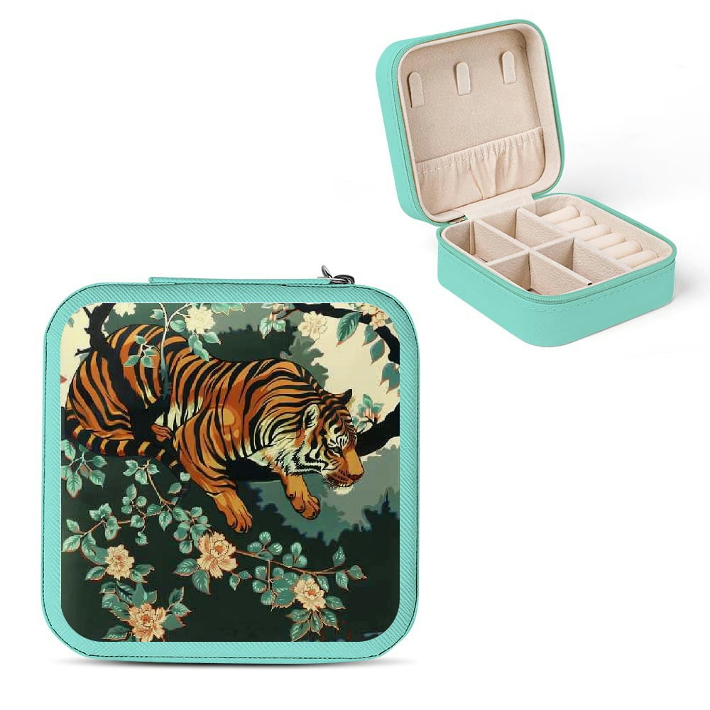 Creowell Tiger Tree Branch Bird Jewelry Box for Women Travel Size Green ...