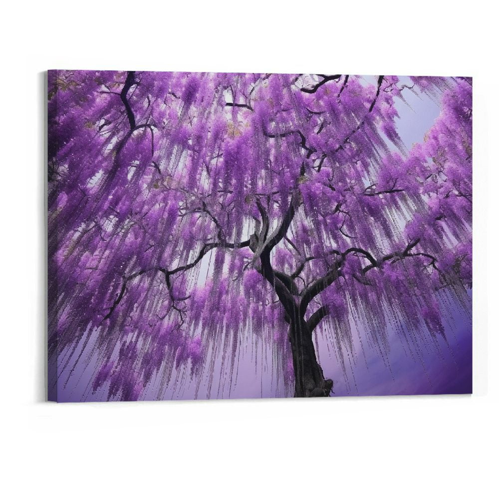 Creowell Tree Awash With Purple Flowers Poster Canvas Print Wall Art ...