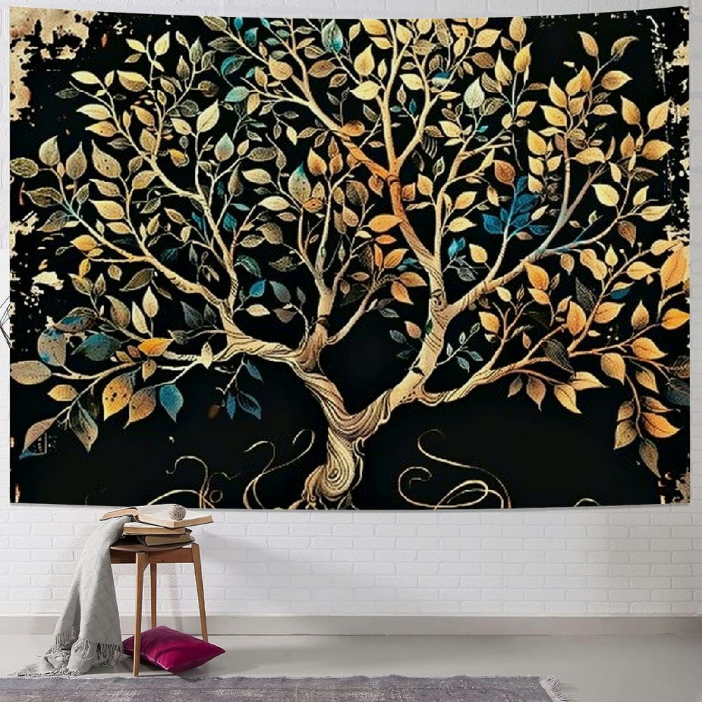 Creowell Tree of Life Tapestry Retro Flower Leaves Tapestry Vintage ...