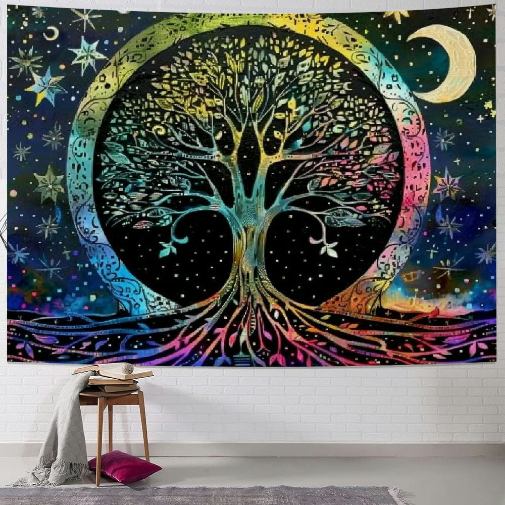 Creowell Tree of Life Tapestry Yin and Yang Sun Moon Star Tapestries ...