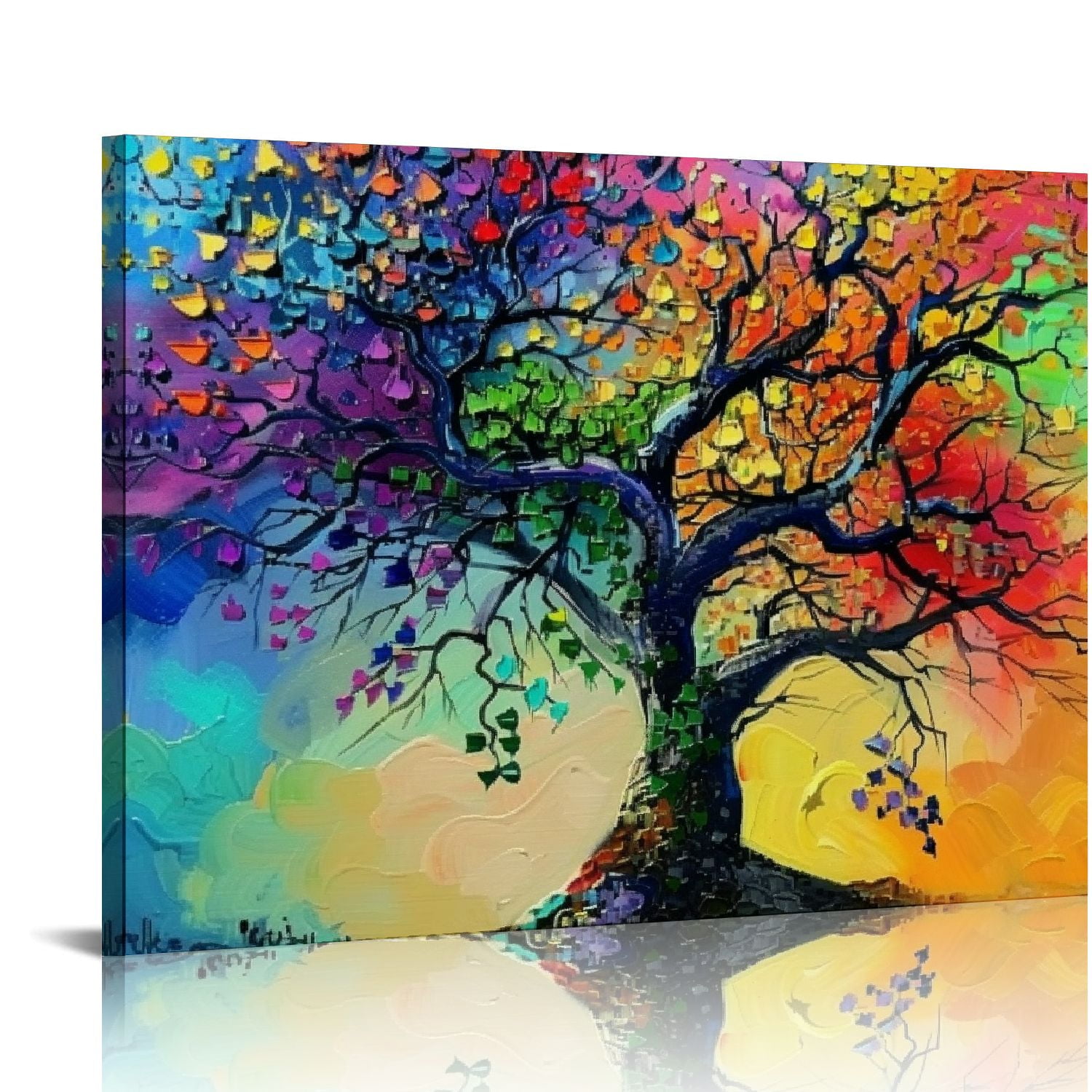 Creowell Tree Of Life Wall Art Colorful Tree Pictures Wall Decor ...