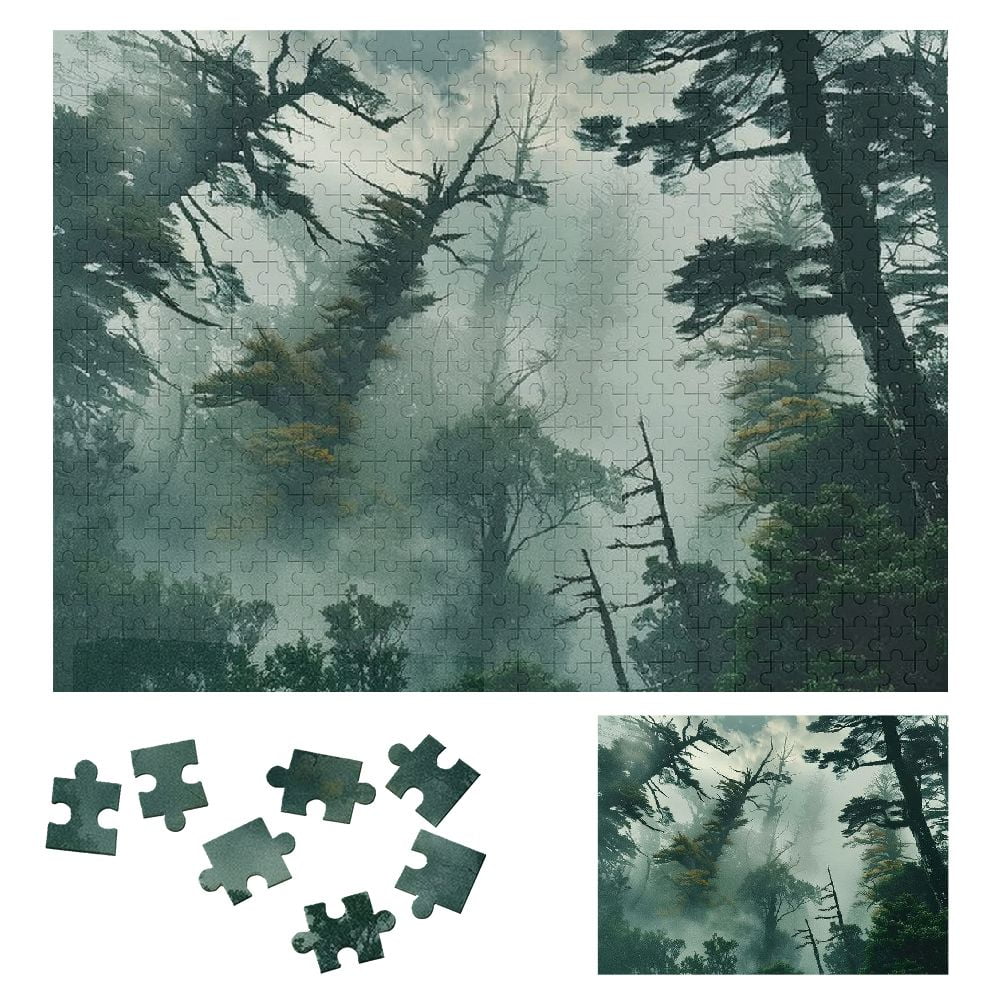 Creowell Trees Foggy Skies Wooden Jigsaw Puzzle Challenging Difficult ...