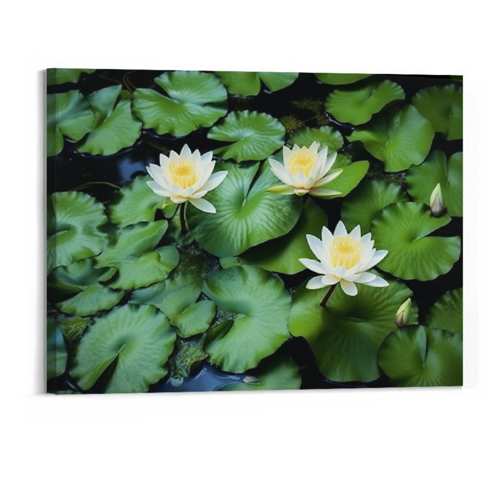Creowell Tricolor Lotus Pictures Canvas Wall Art For Living room Prints ...