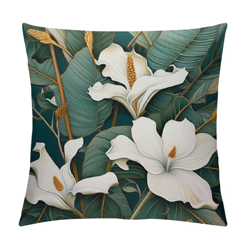 Creowell Tropical Blossoms and Leaves Print，Printed Throw Pillow ...