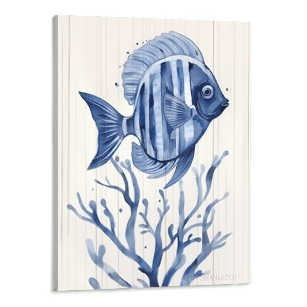 Creowell Tropical Fish Canvas Wall Art Sea Animal with Blue Coral ...