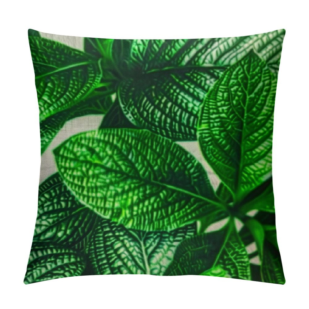 Creowell Tropical Leaf Throw Pillow Covers Tropical Green Palm Leaves ...