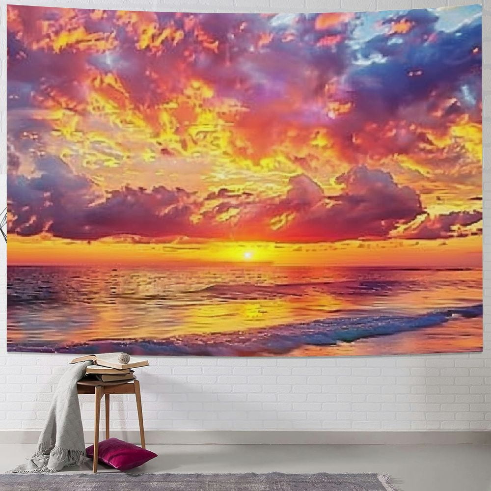 Creowell Tropical Ocean Sunset Sea Landscape Tapestry Wall Hanging ...