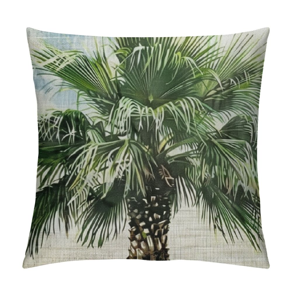 Creowell Tropical Palm Tree Pillow Covers Vintage Green Banana Leaf ...