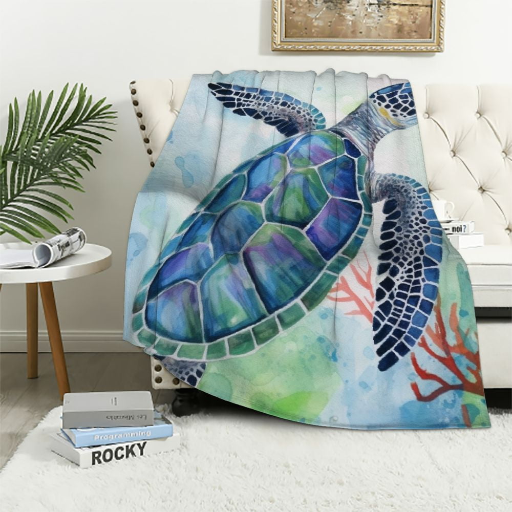 Creowell Turtle Ocean Corals Ideal Comfy Throw Blanket Lightweight Soft ...