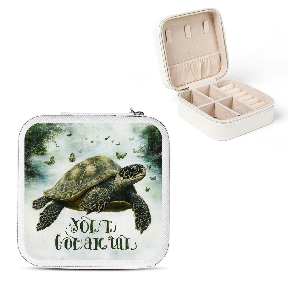 Creowell Turtle Small Jewelry Box for Women PU Leather Travel Organizer ...