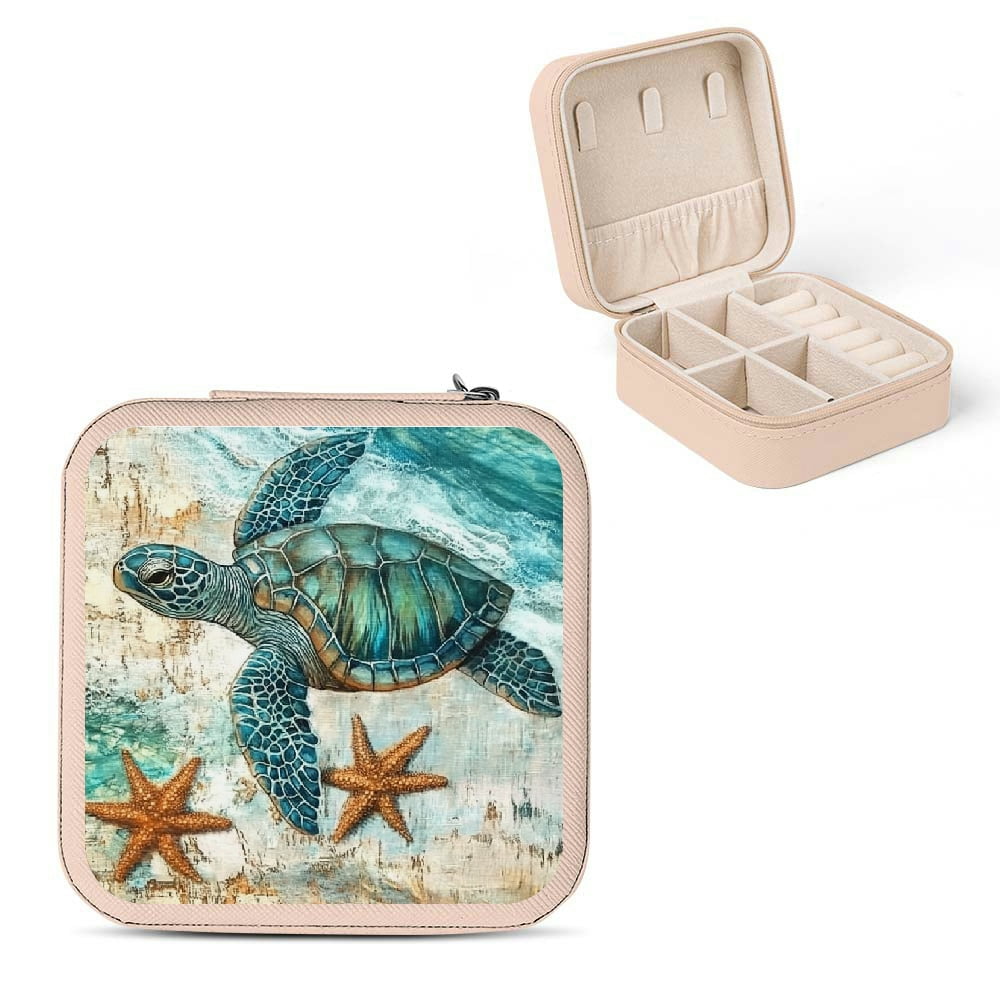 Creowell Turtle Starfish Ocean Flexible Jewelry Box for Women Pink - Walmart.com