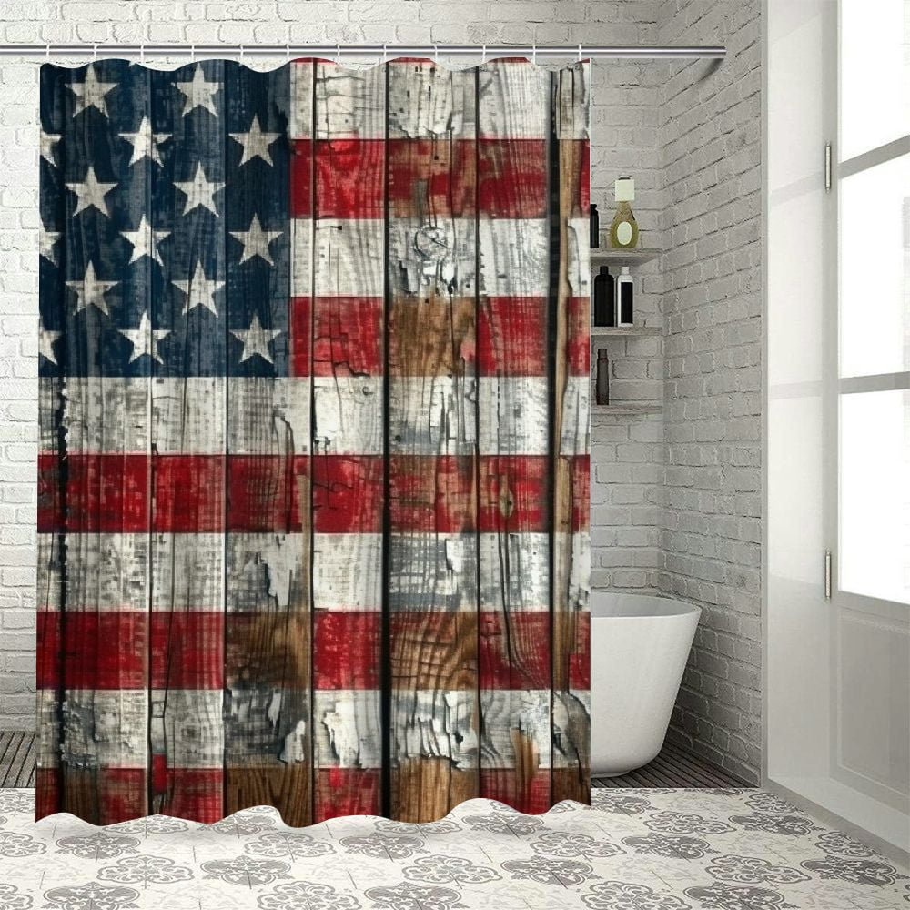 Creowell USA Shower Curtain, Fourth of July Independence Day National ...