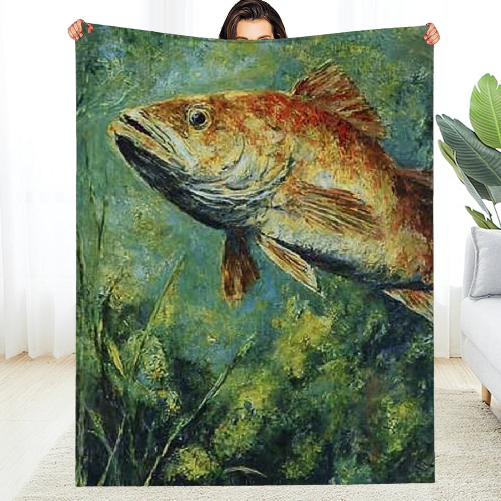 Creowell Underwater Redfish Blanket Throw Blankets for Travel Camping ...