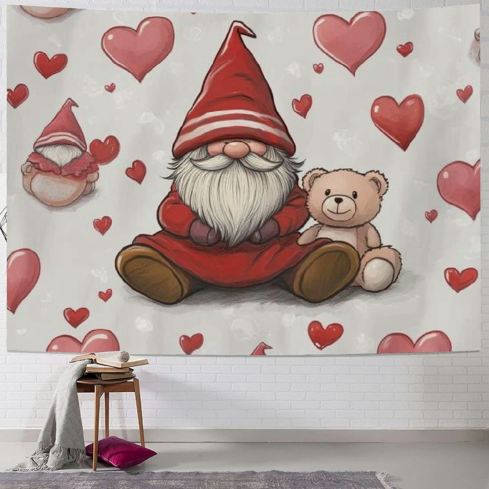 Creowell Valentine's Day Gnome Tapestry, Hippie Wall Hanging Tapestry ...