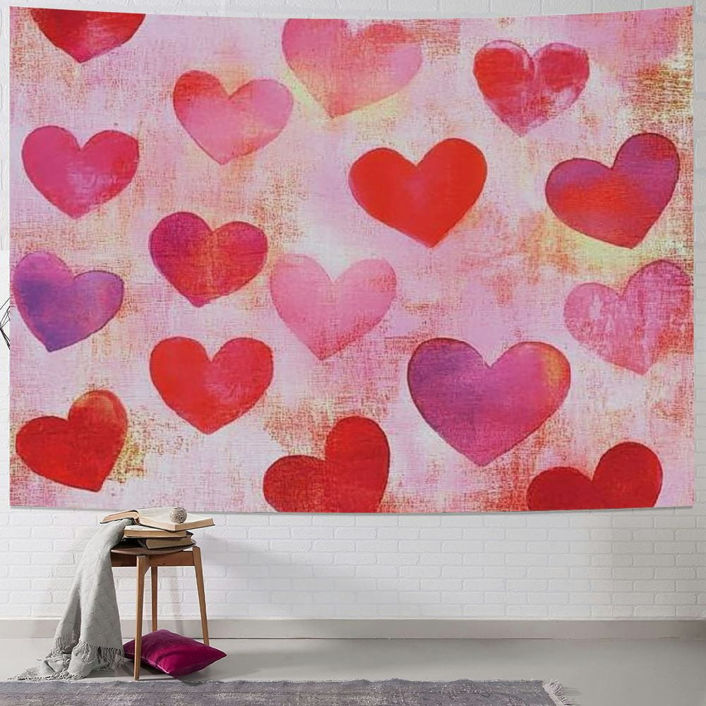 Creowell Valentine's Day Heart Tapestry, Wall Hanging Tapestry ...
