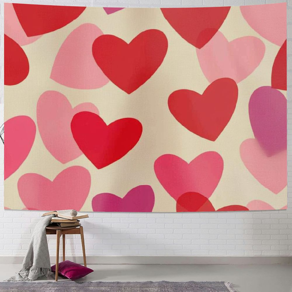 Creowell Valentine's Day Heart Tapestry, Wall Hanging Tapestry ...