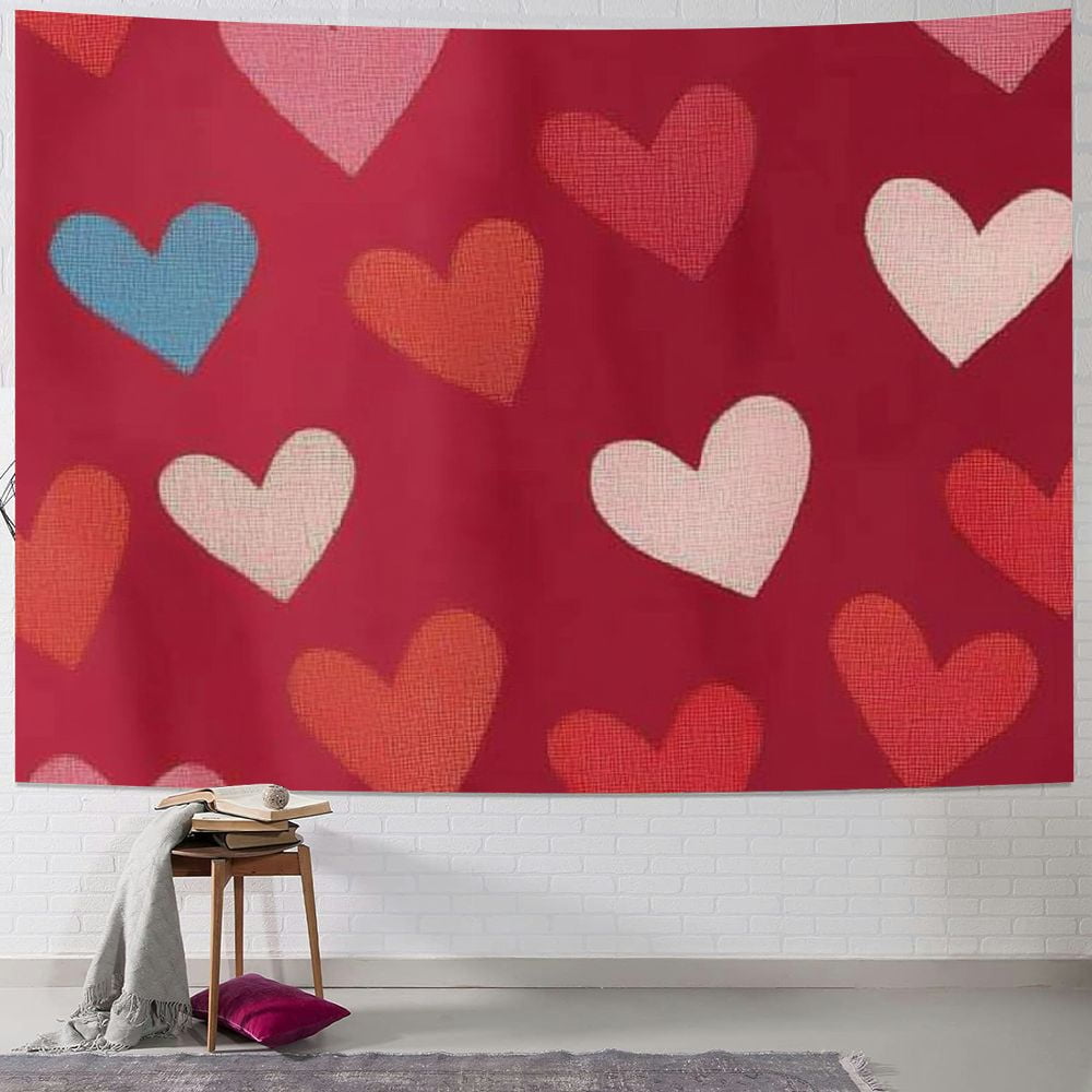 Creowell Valentine's Day Heart Tapestry, Wall Hanging Tapestry ...