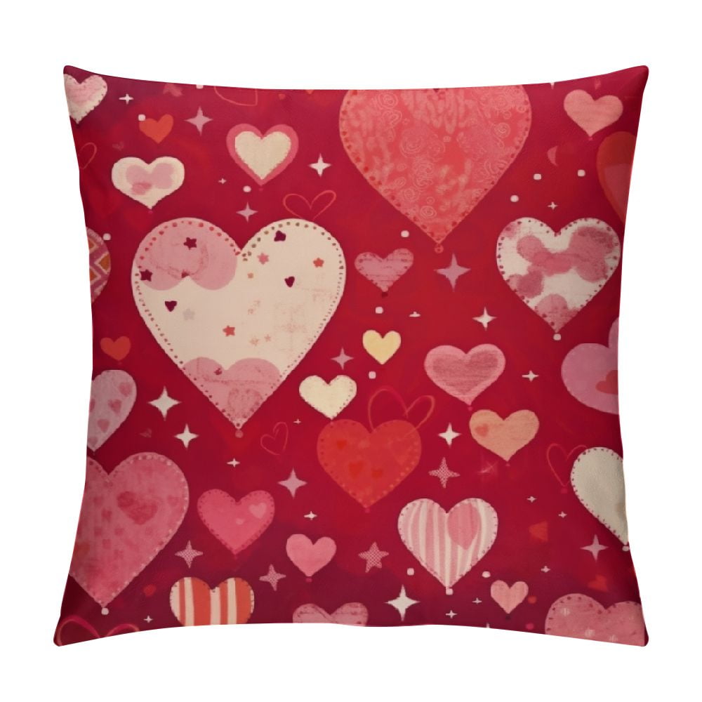 Creowell Valentines Pillow Covers,Red Love Heart Throw Pillows Case ...