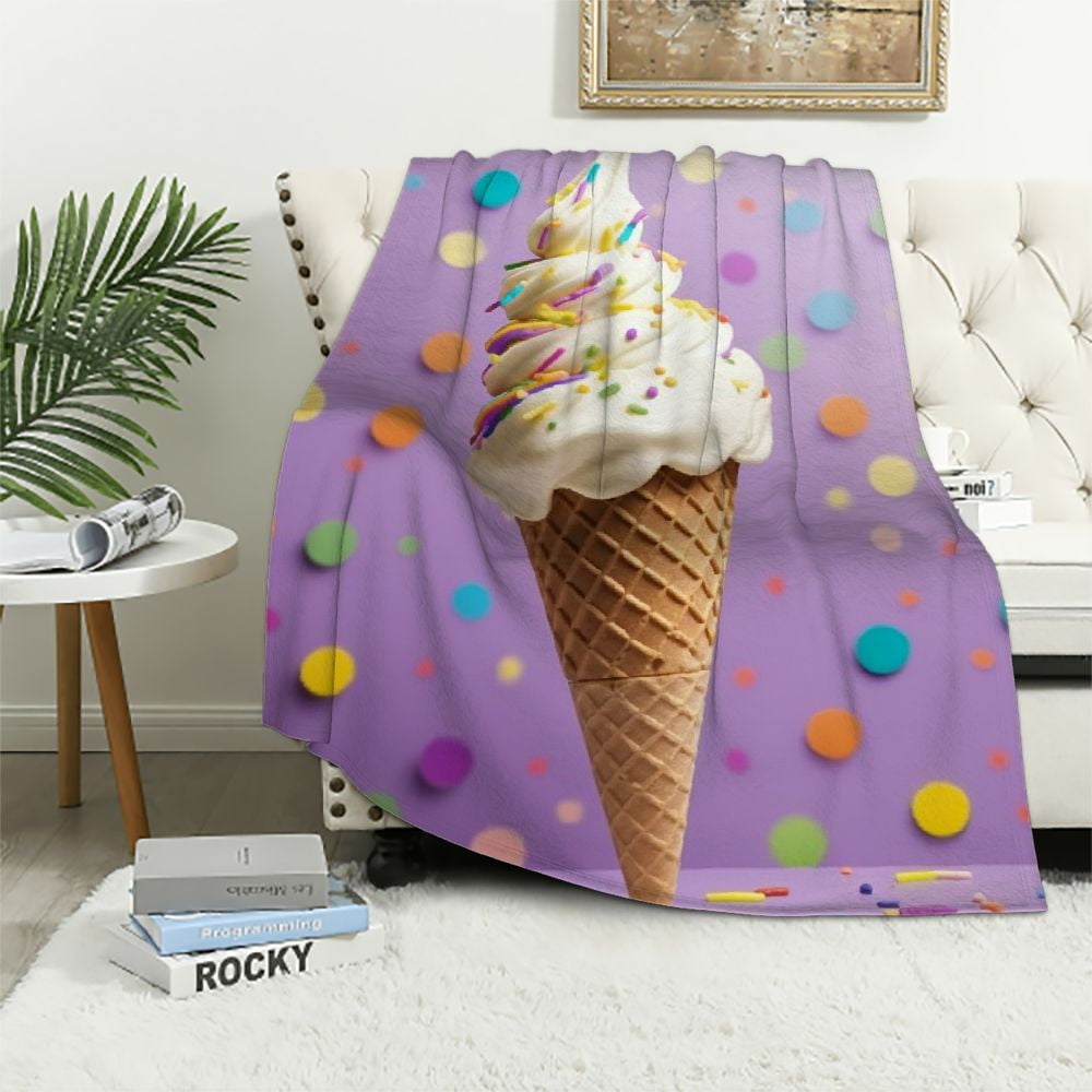 Creowell Vanilla Ice Cream Cone Sprinkle Confetti Print Lightweight ...