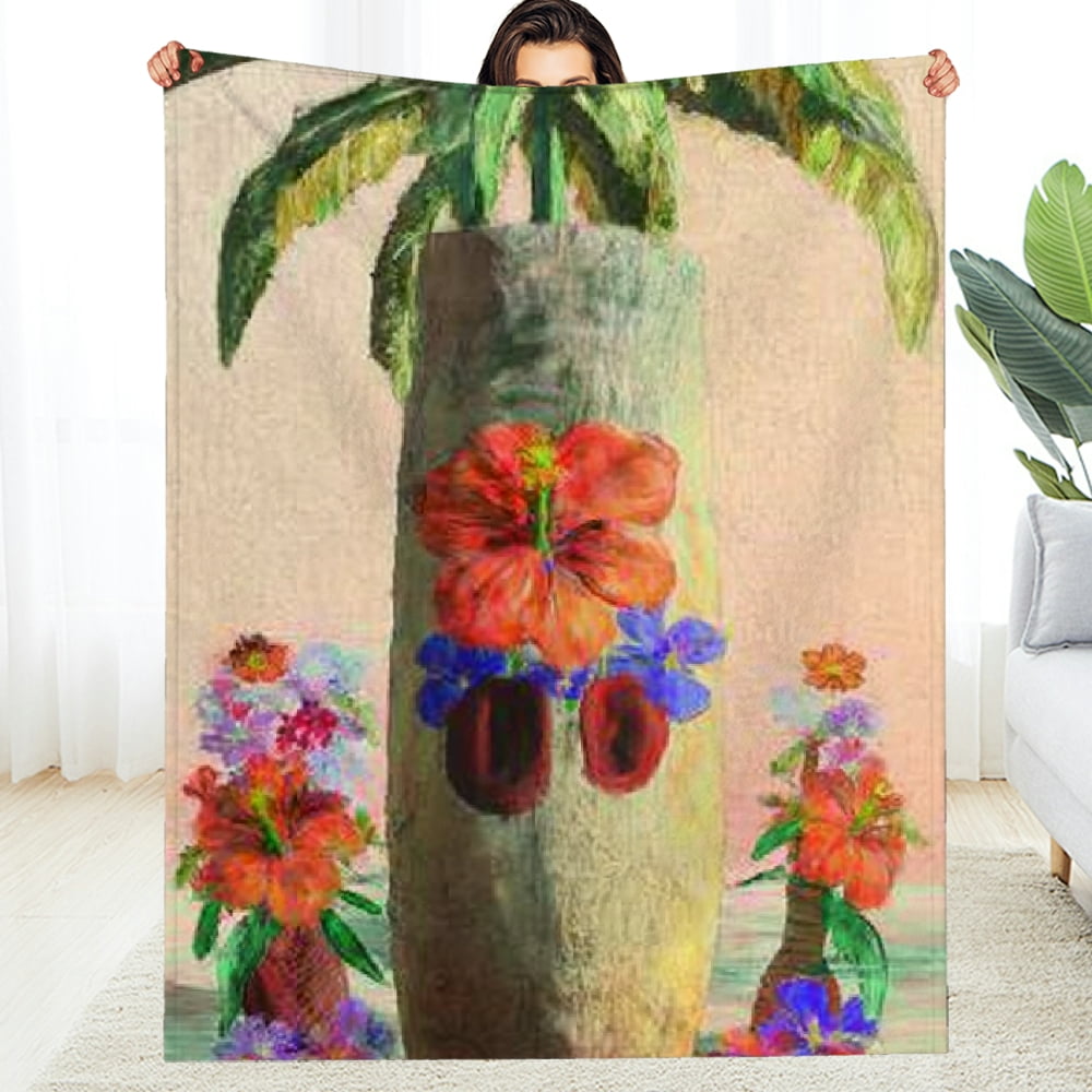 Creowell Vase Flowers Palm Tree Fuzzy Fluffy Soft Cozy Blanket 40*50in ...