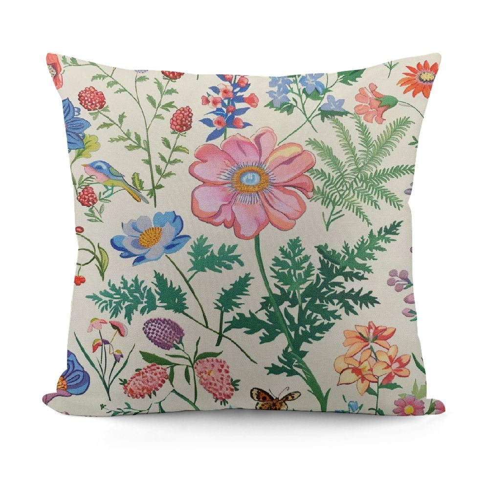 Creowell Vintage Botanical Print Pillow Covers Spring Floral Pink Sage ...