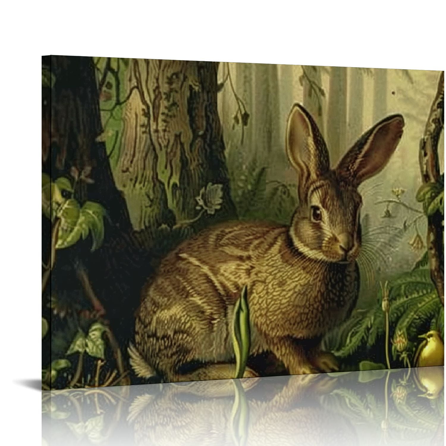 Creowell Vintage Easter Rabbit Framed Canvas Wall Art Bunny Wall Poster ...