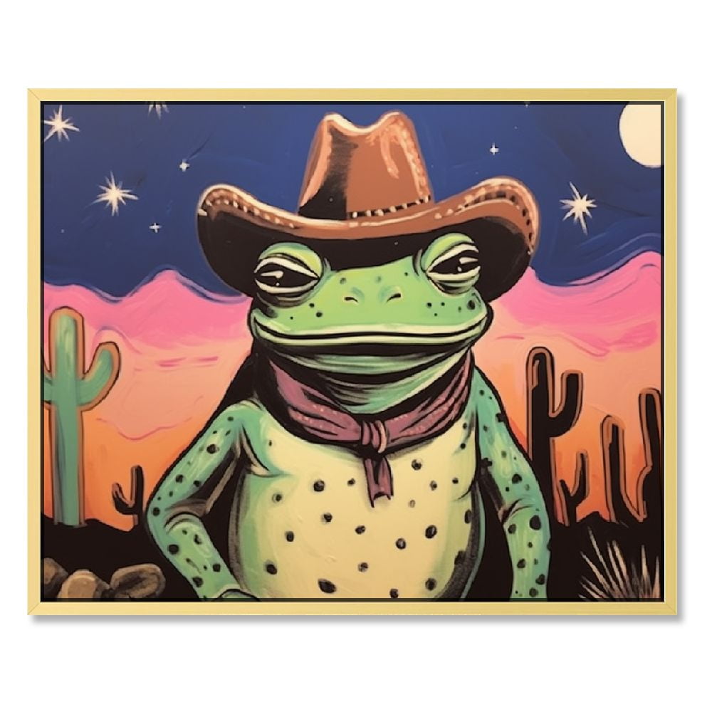 Creowell Vintage Fashion Cowboy Frog Canvas Wall Art Room Decor Western ...