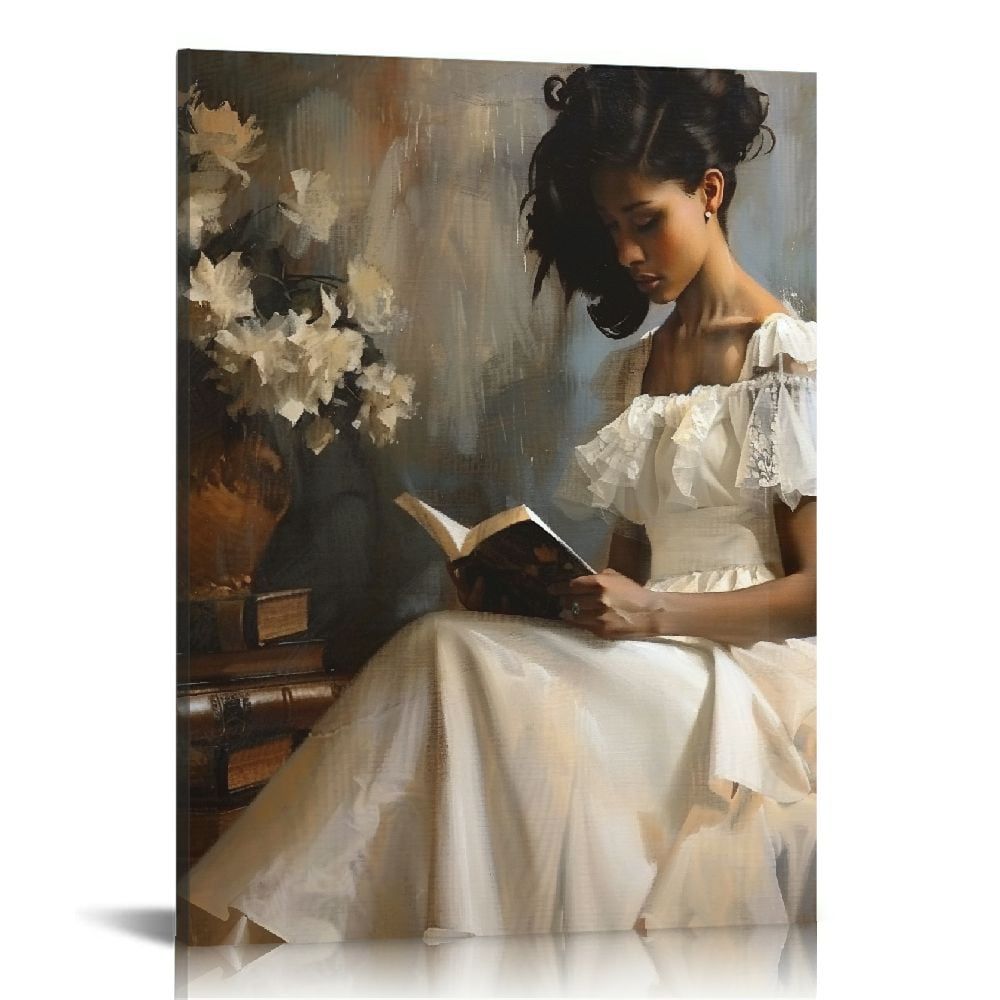 Creowell Vintage Female Portrait Reading A Book Poster, Famous Oil ...