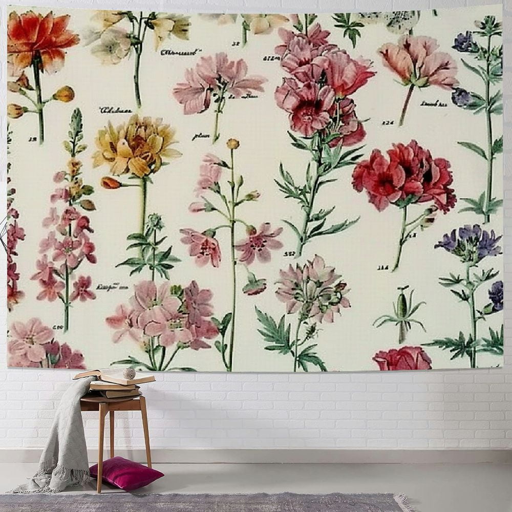 Creowell Vintage Flowers Tapestry , Long Vertical Wall Hanging ...