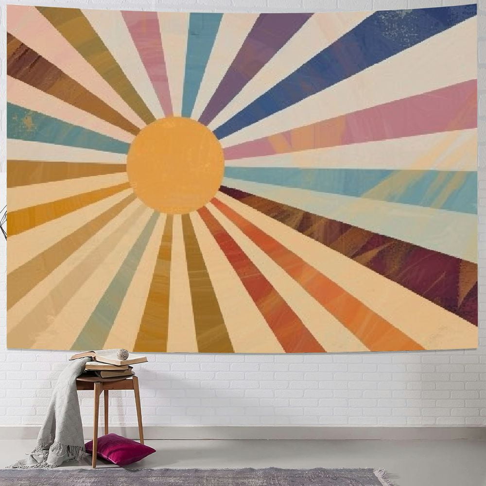 Creowell Vintage Sun Wall Tapestry Rainbow Sunrise Wall Hanging Vintage ...