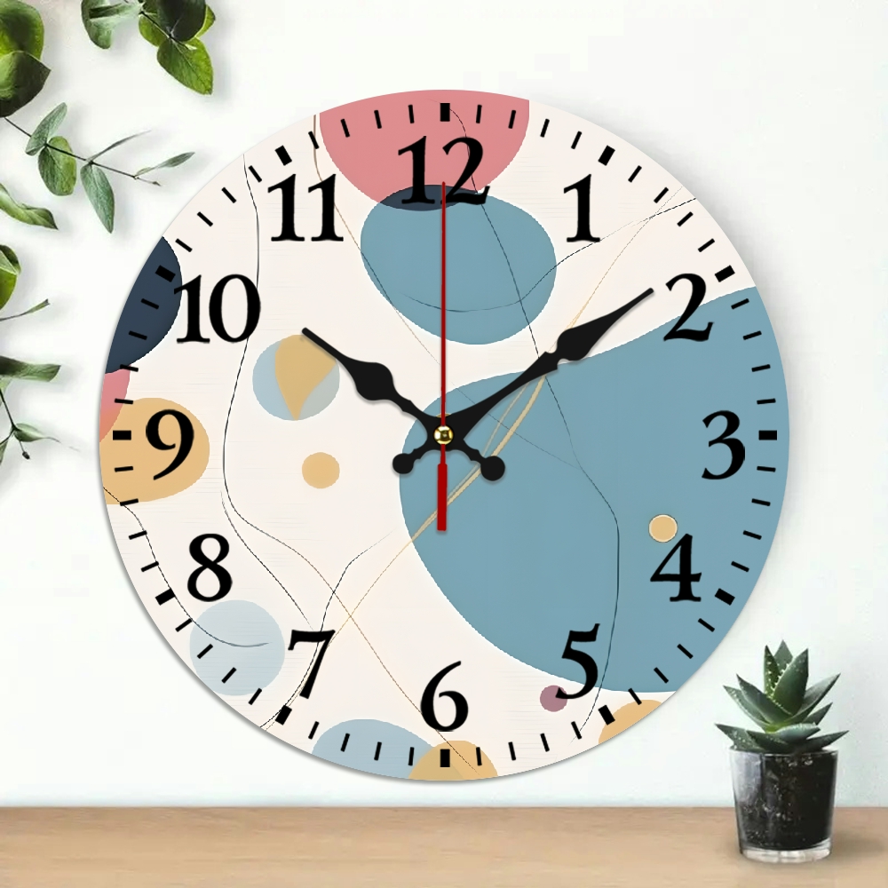 Creowell Wall Clock Circles Lines Curves Print 10 Inch Frameless Decor ...