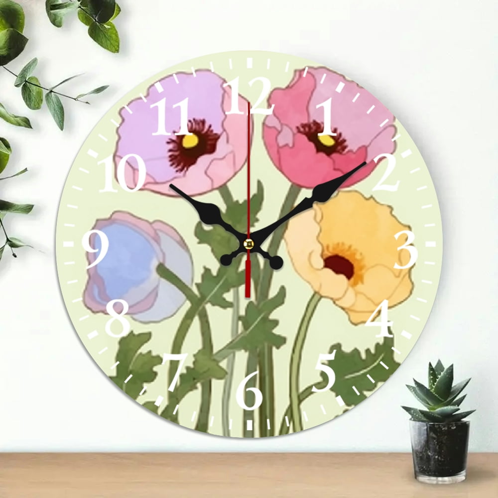 Creowell Wall Clock Flowers Charles Rennie Mackintosh 10 Inch Battery ...