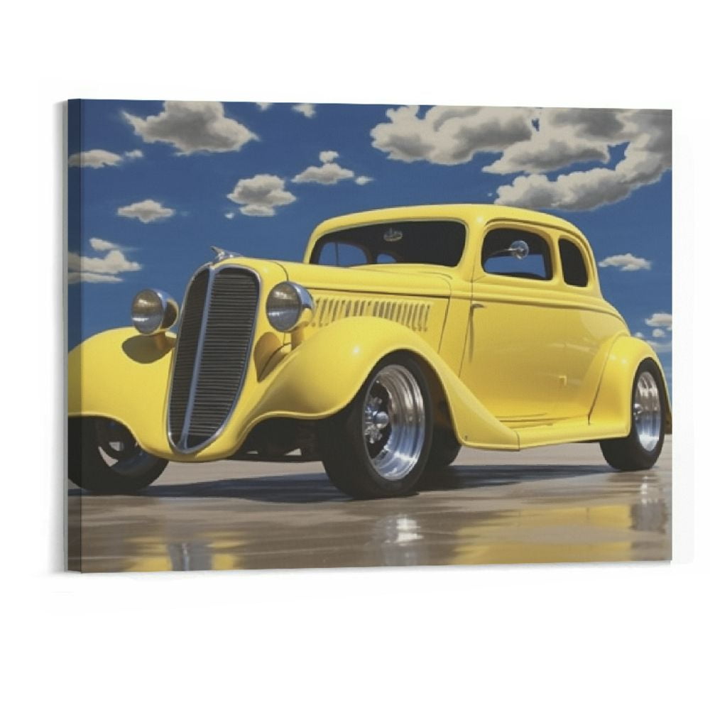 Creowell Wall Posters Vintage Cars Two Doors Car Posters Canvas ...