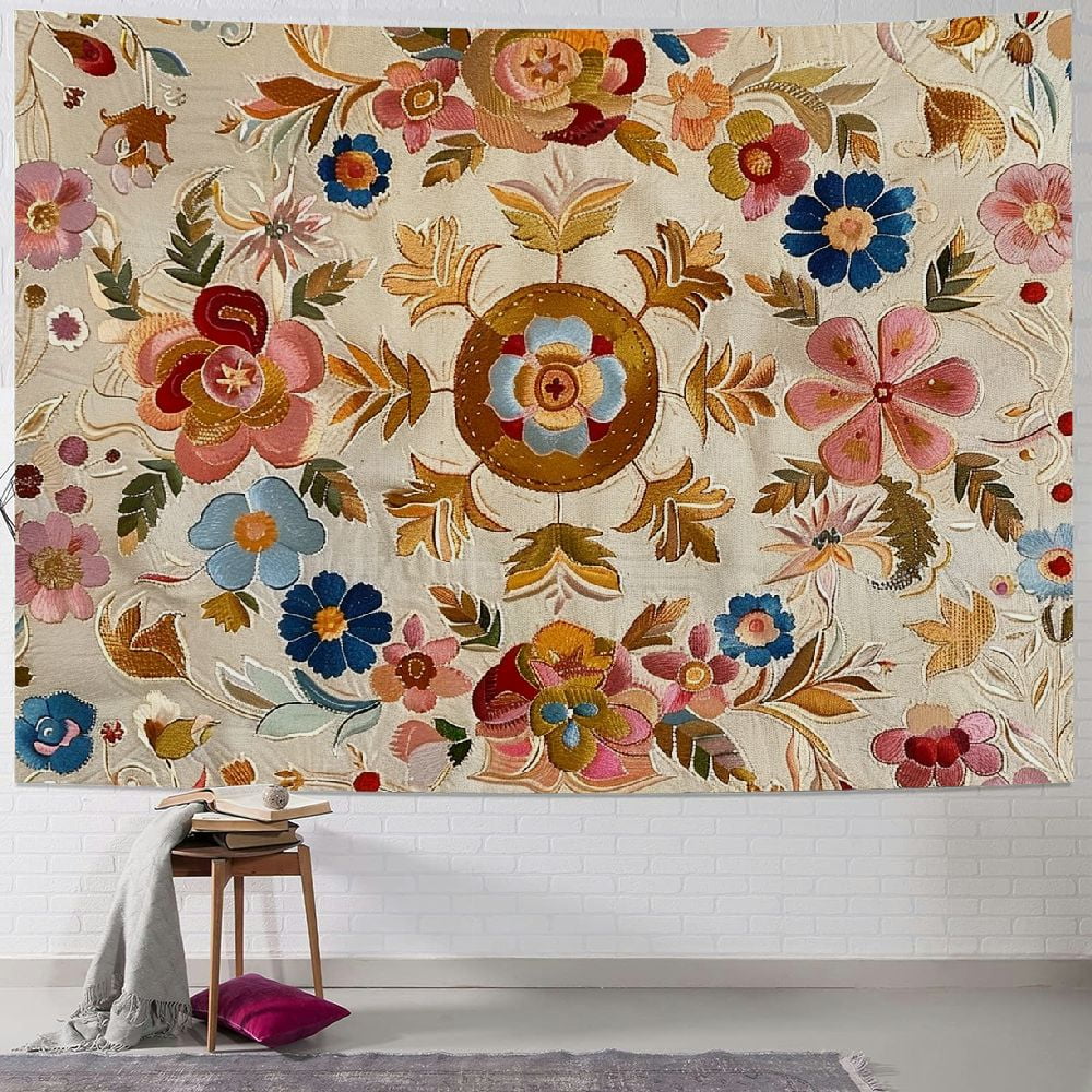 Creowell Wall Tapestry Bohemian - Floral Vine Wall Hanging Celestial ...