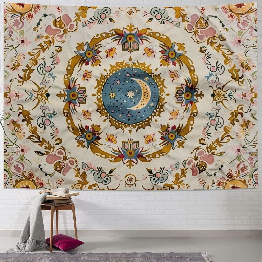 Creowell Wall Tapestry Bohemian - Floral Vine Wall Hanging Celestial ...