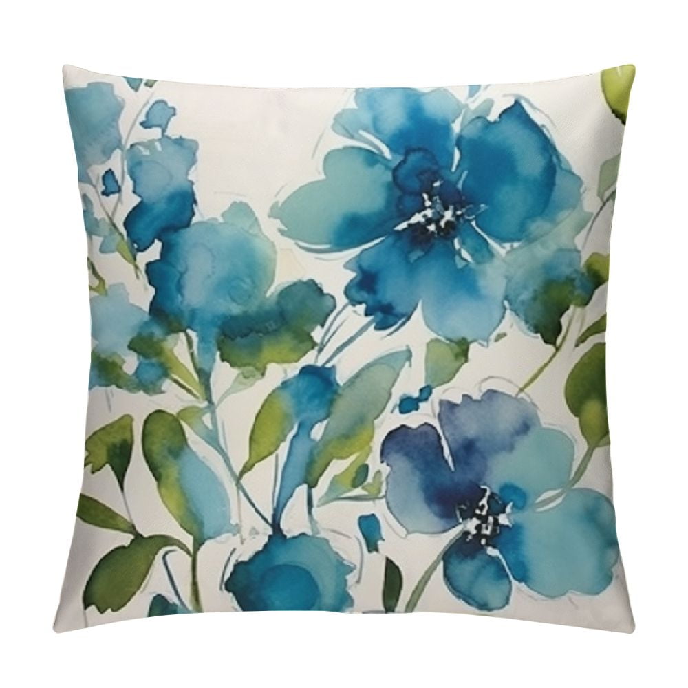 Creowell Watercolor Floral Leaves Abstract Plant Print Throw Pillows ...