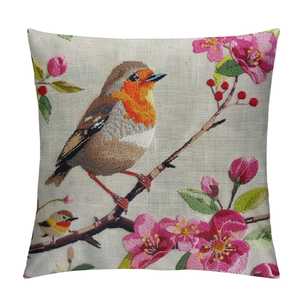 Creowell Watercolor Painting Throw Pillow Covers Birds On The Tree With ...