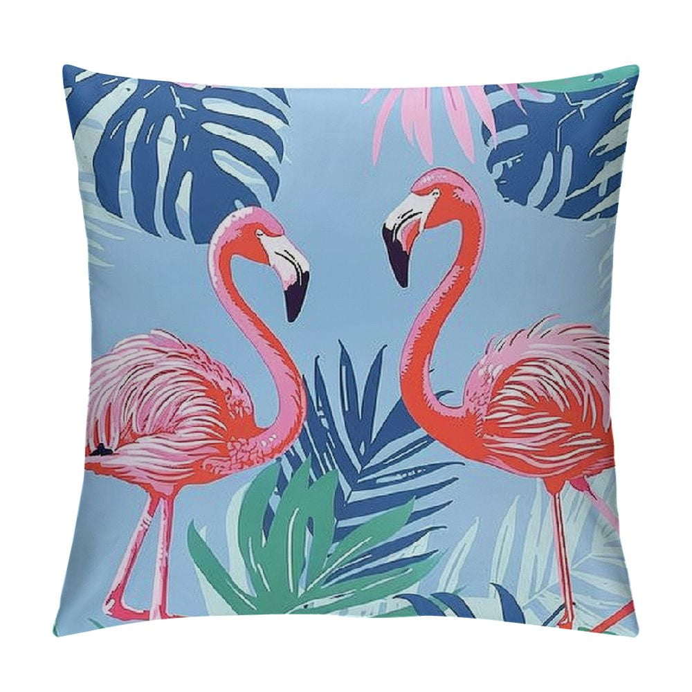 Creowell Watercolor Pink Flamingo Throw Pillow Covers Colors Tropical ...