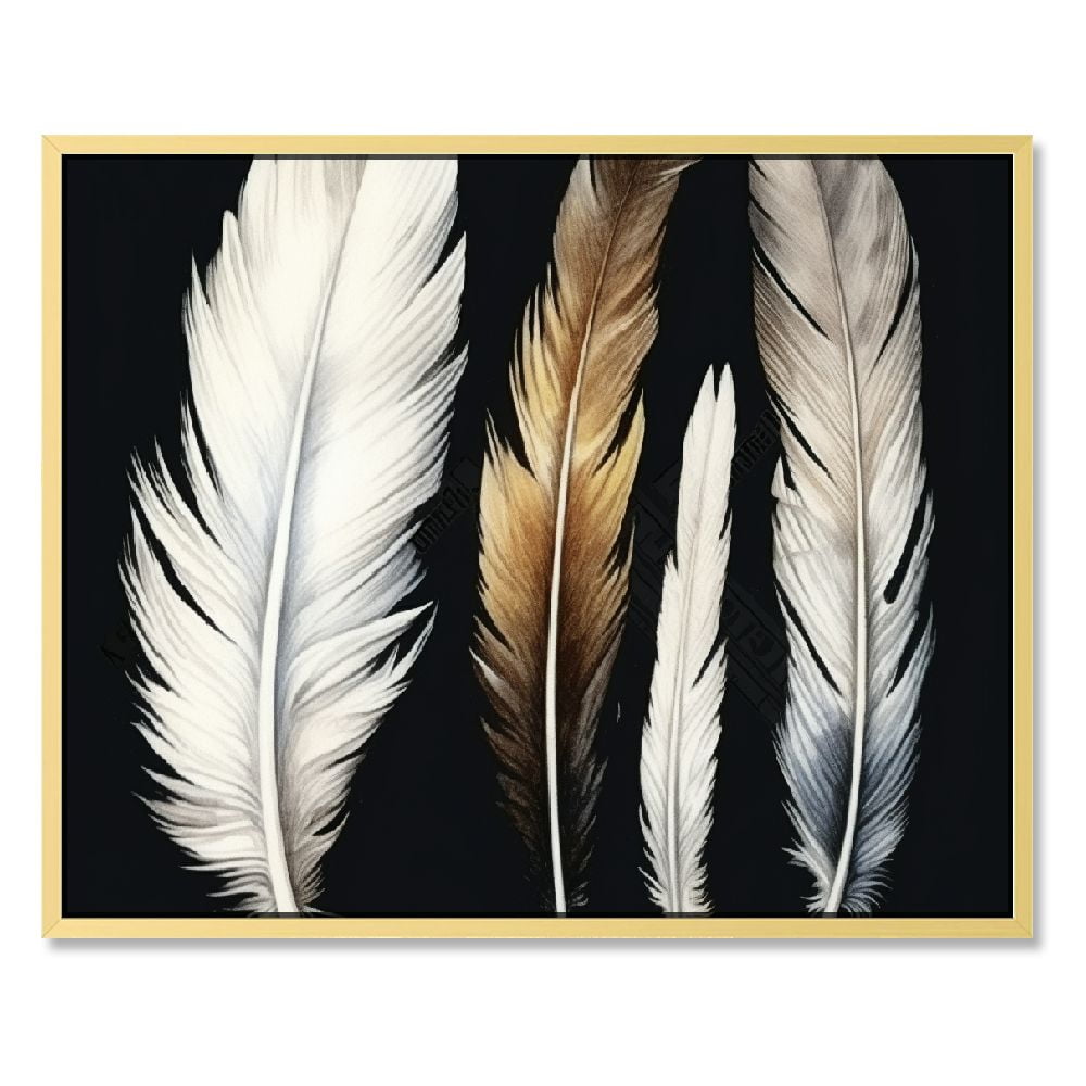 Creowell Watercolor Set Feathers Canvas Wall Art Modern Abstract Black ...