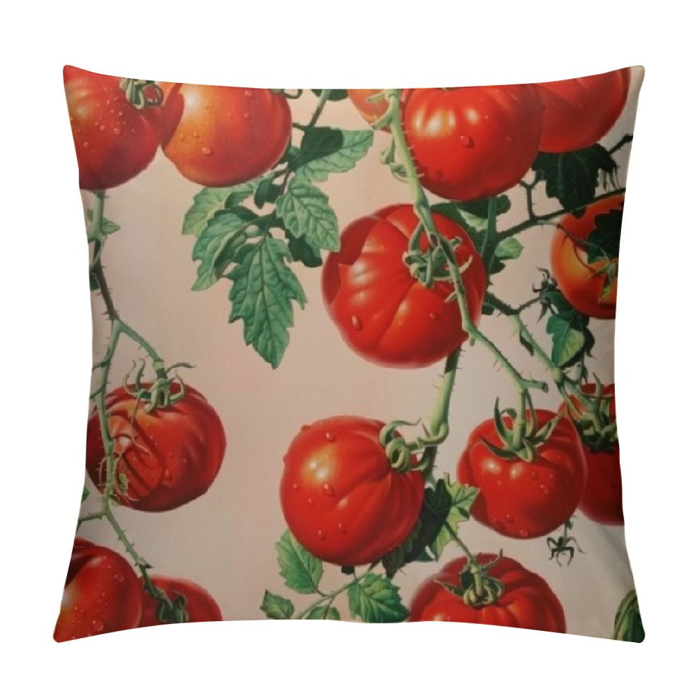 Creowell Watercolor Tomatoes Throw Pillow Covers Pillow Cover Throw Pillow Cases Double Sided ...