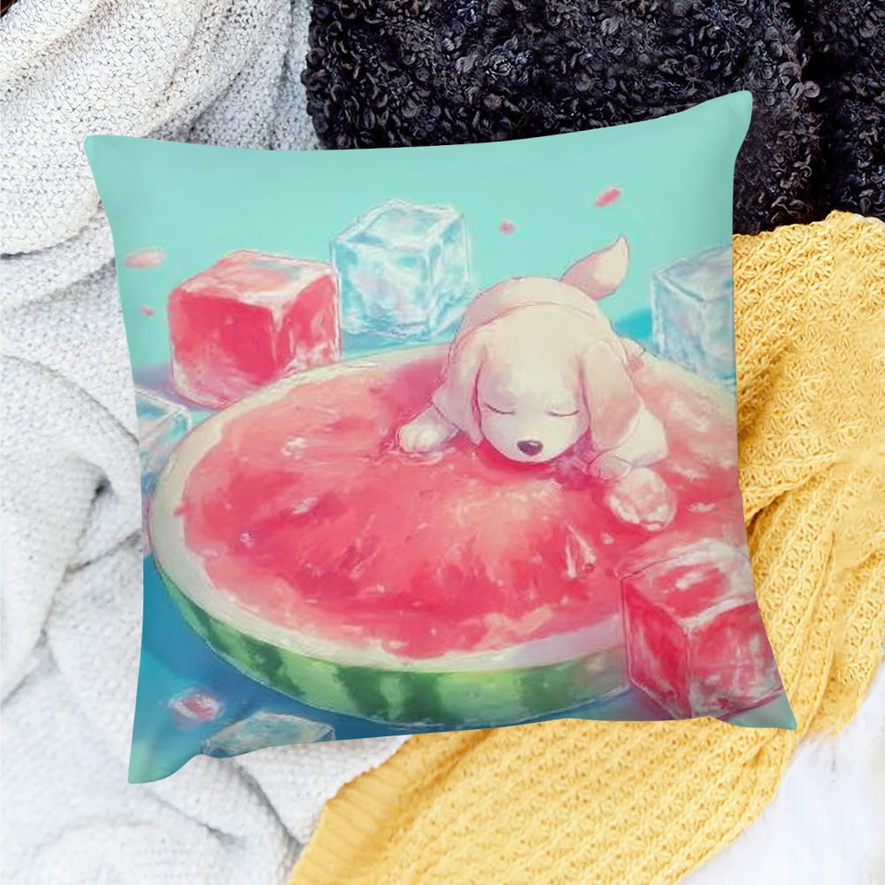 Creowell Watermelon Dog Ice Cubes Throw Pillow Cover for Sofa Couch ...