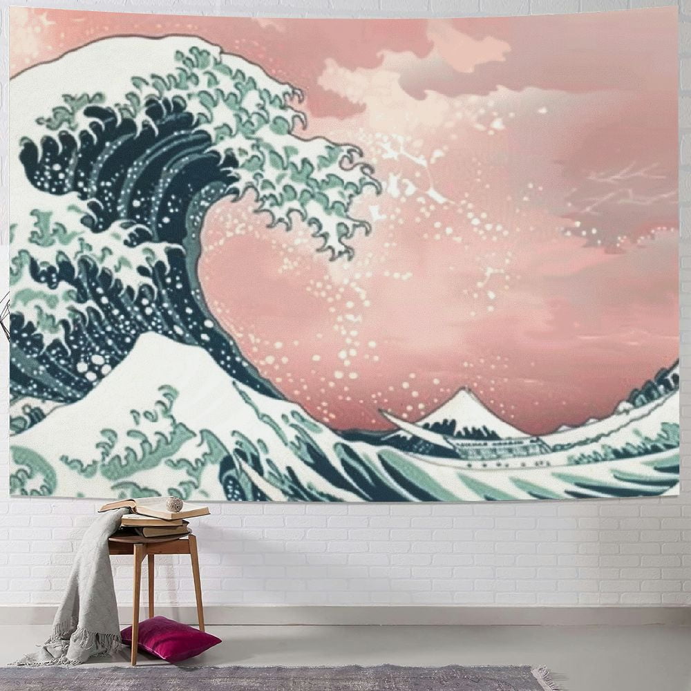 Creowell Wave tapestry, Great Wave Tapestry Wall Hanging, Japan Mount ...