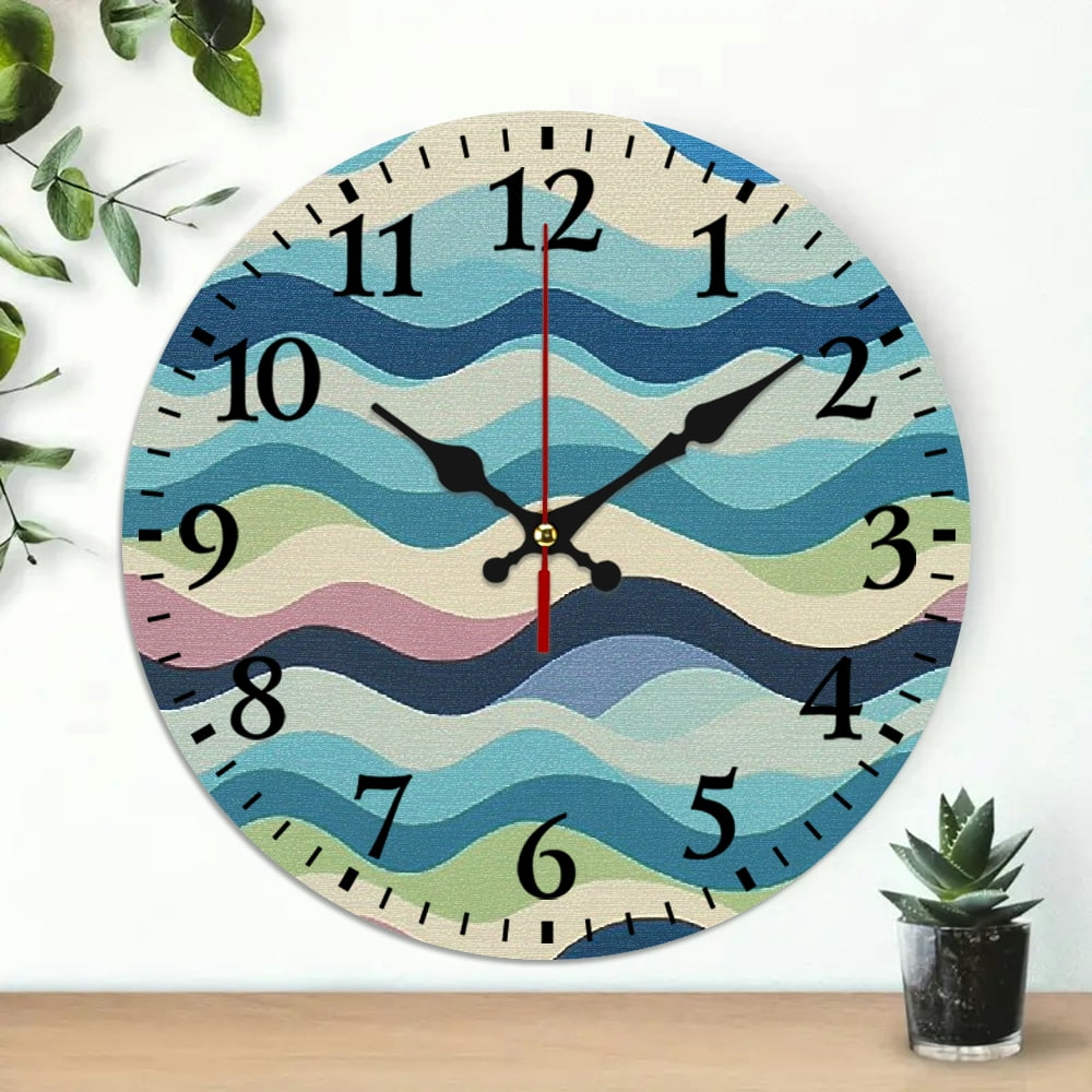 Creowell Waves Pattern Bridget Riley Print Wall Clock 10 Inch Frameless ...