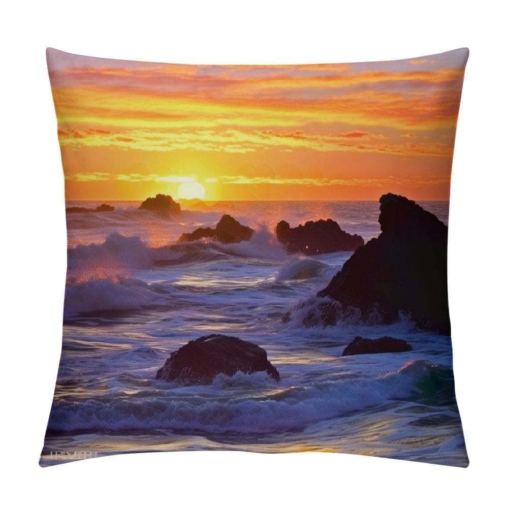 Creowell Waves Rocks Ocean Pillow Covers for Couch Sofa Indoor Outdoor ...