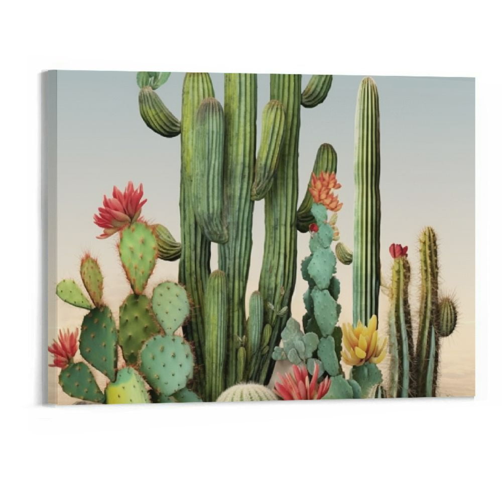 Creowell Welcome Cactus Canvas Prints Wall Art Decor Desk Sign Cactus ...