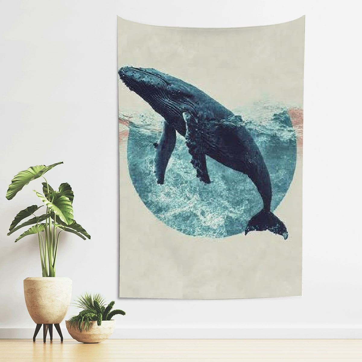 Creowell Whale Ocean Silk Print Tapestry Wall Hanging Home Decor 40 ...