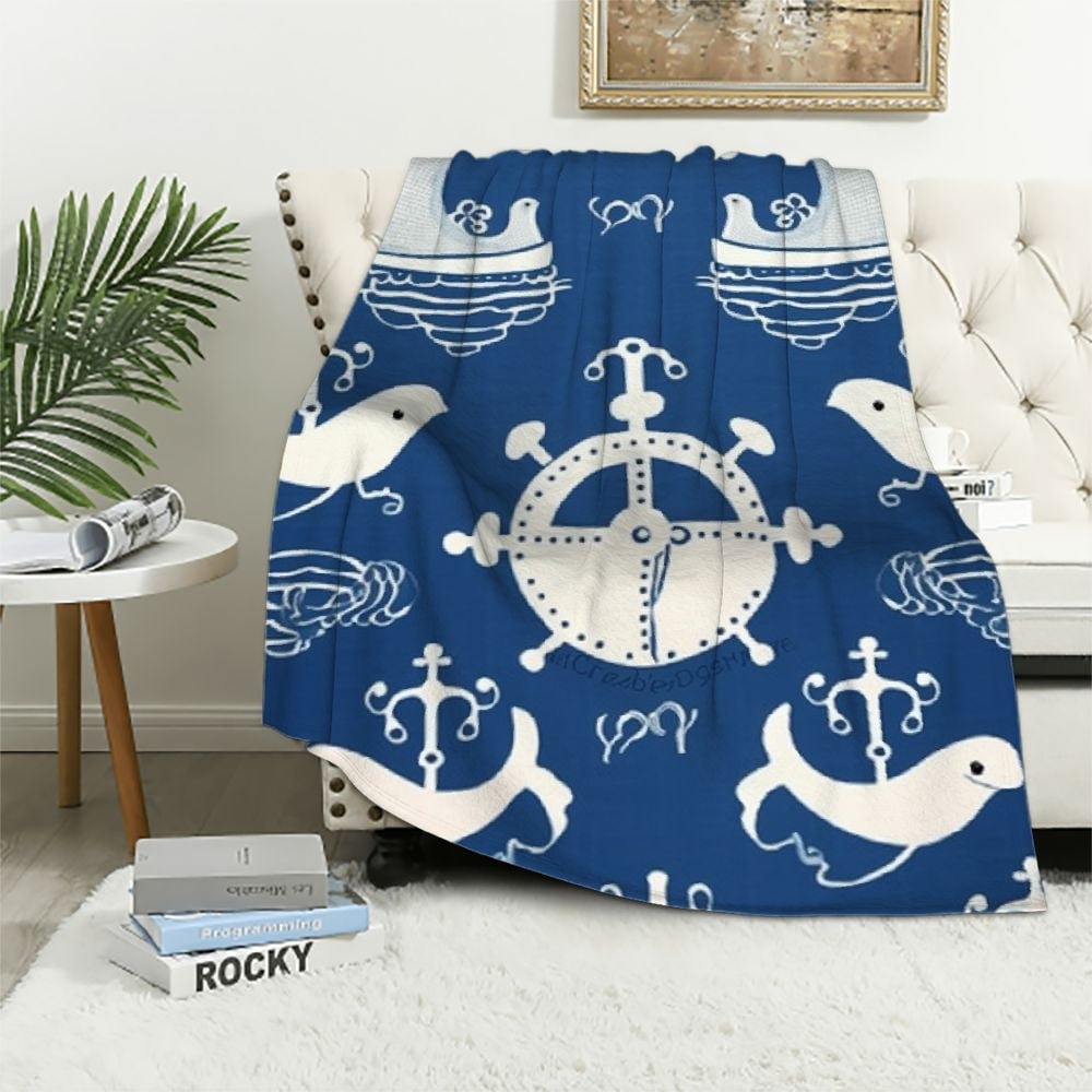 Creowell Whale Throw Blanket Soft Comfort Cozy Bed Couch Blanket Plush ...