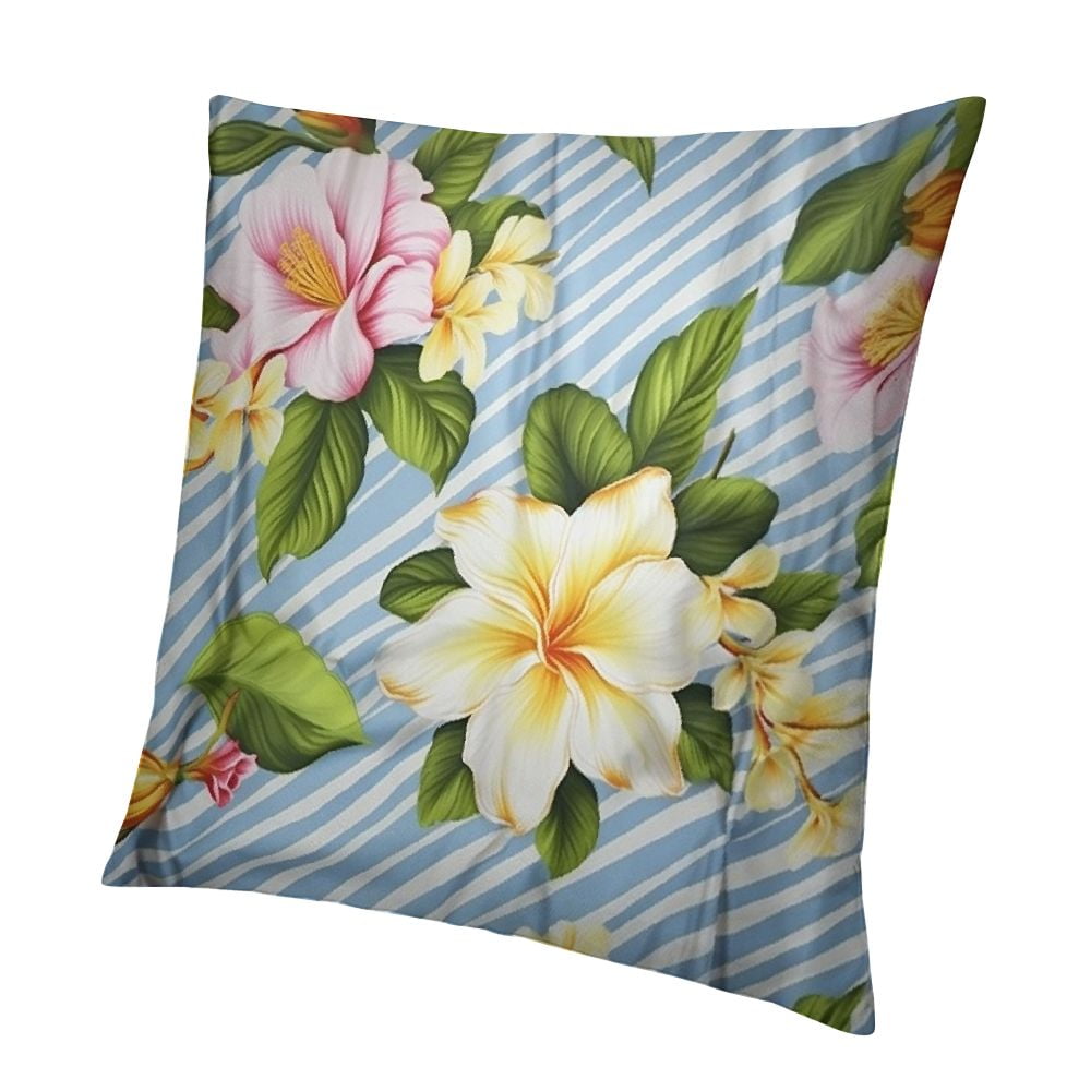 Creowell White Blue Throw Pillow Covers,Hawaiian Garden Tropical Leaves ...