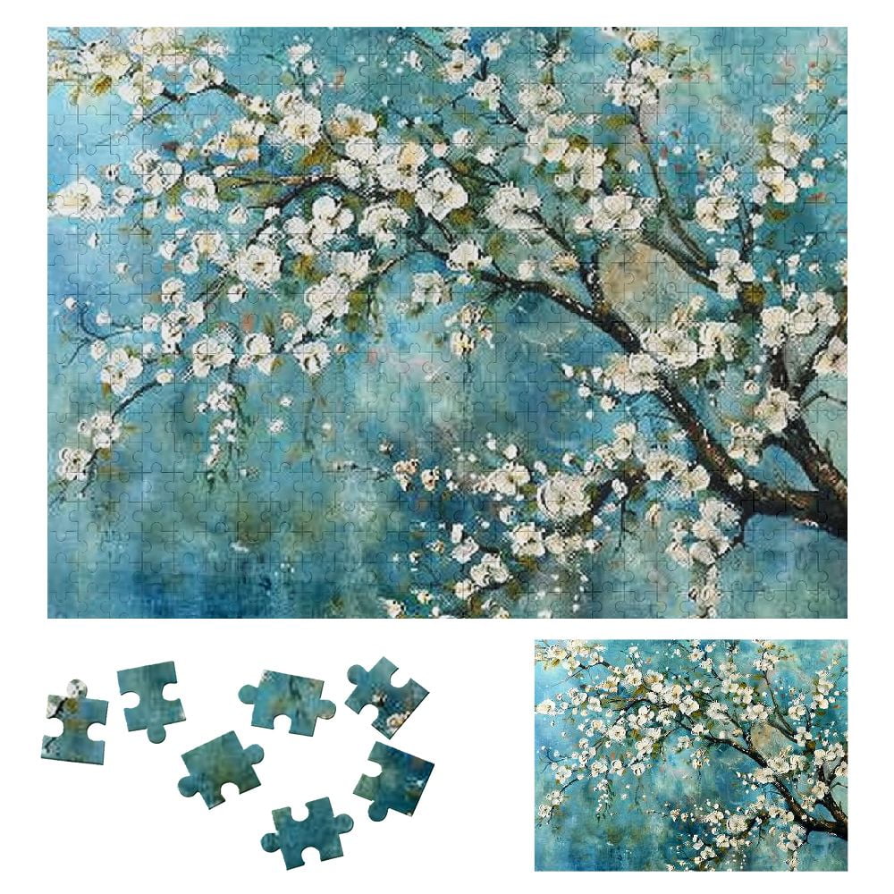 Creowell White Flowers Wooden Jigsaw Puzzle for Adults and Kids ...
