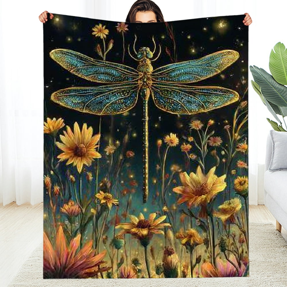 Creowell Wildflower Dragonfly Blanket Baby ,Retro Groovy Daisy Floral ...